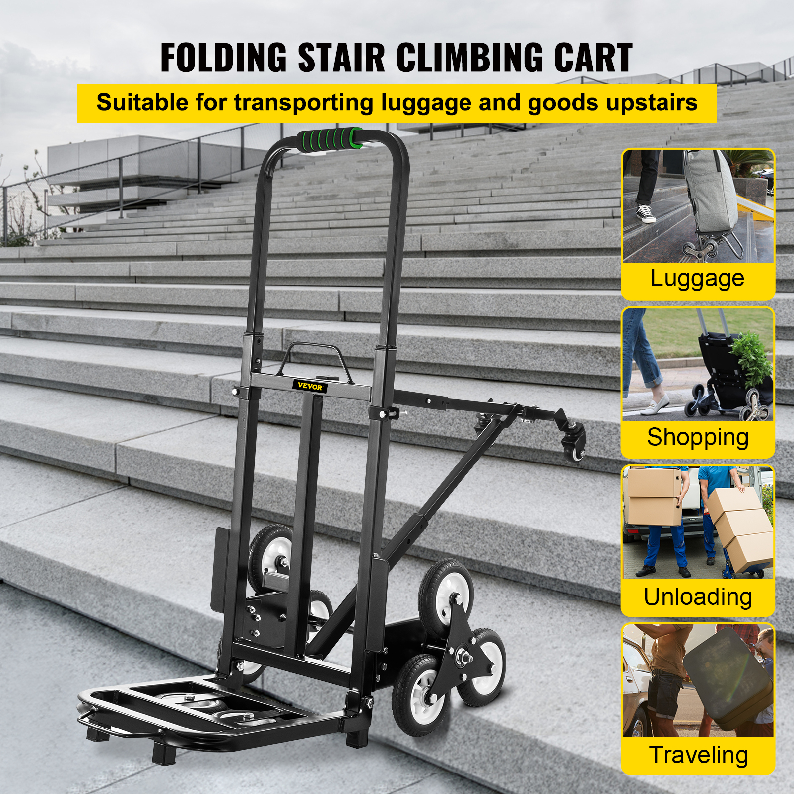 VEVOR Stair Climber Cart Heavy Duty Stair Climbing Cart 43.6Inch ...