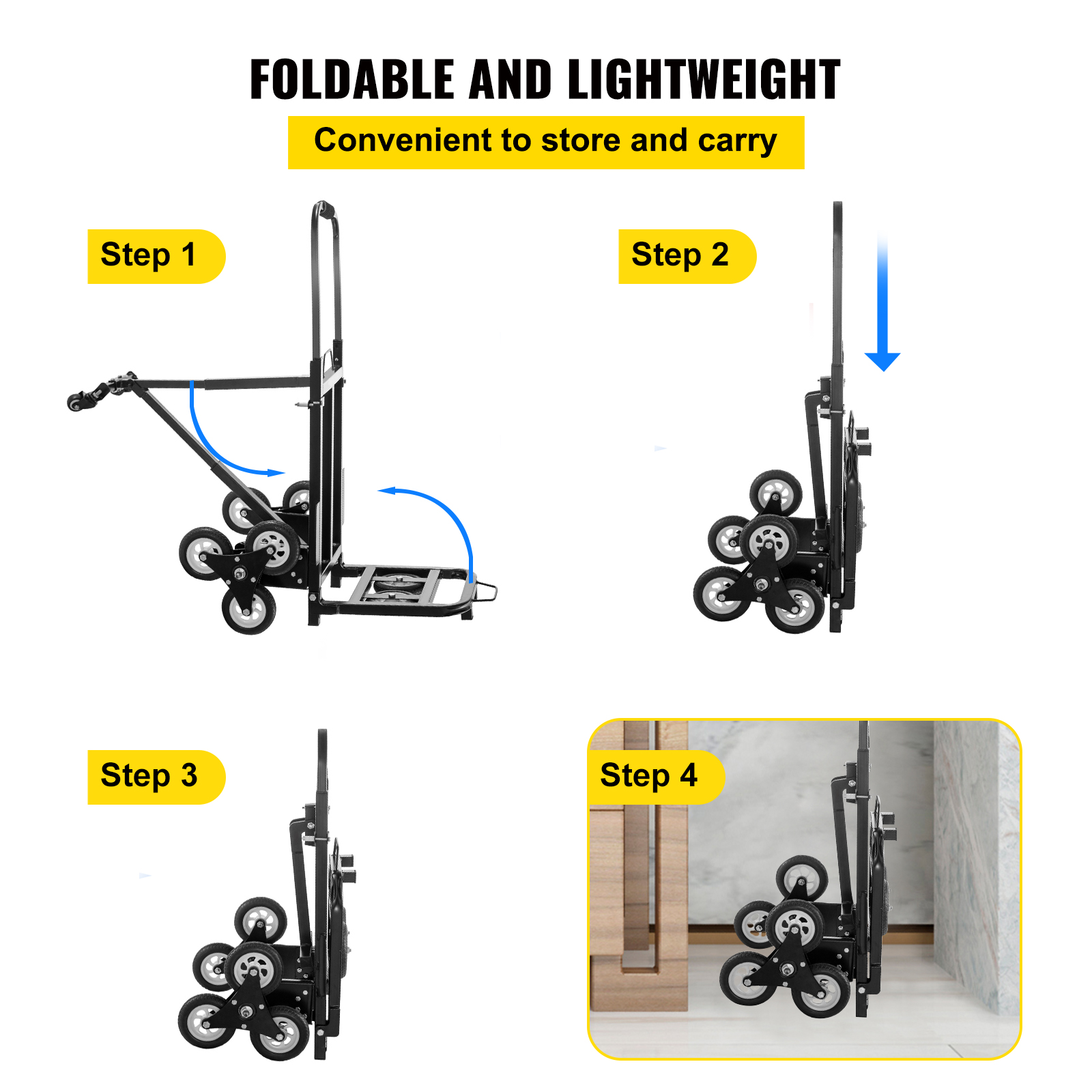 VEVOR Stair Climber Cart Heavy Duty Stair Climbing Cart 43.6Inch ...