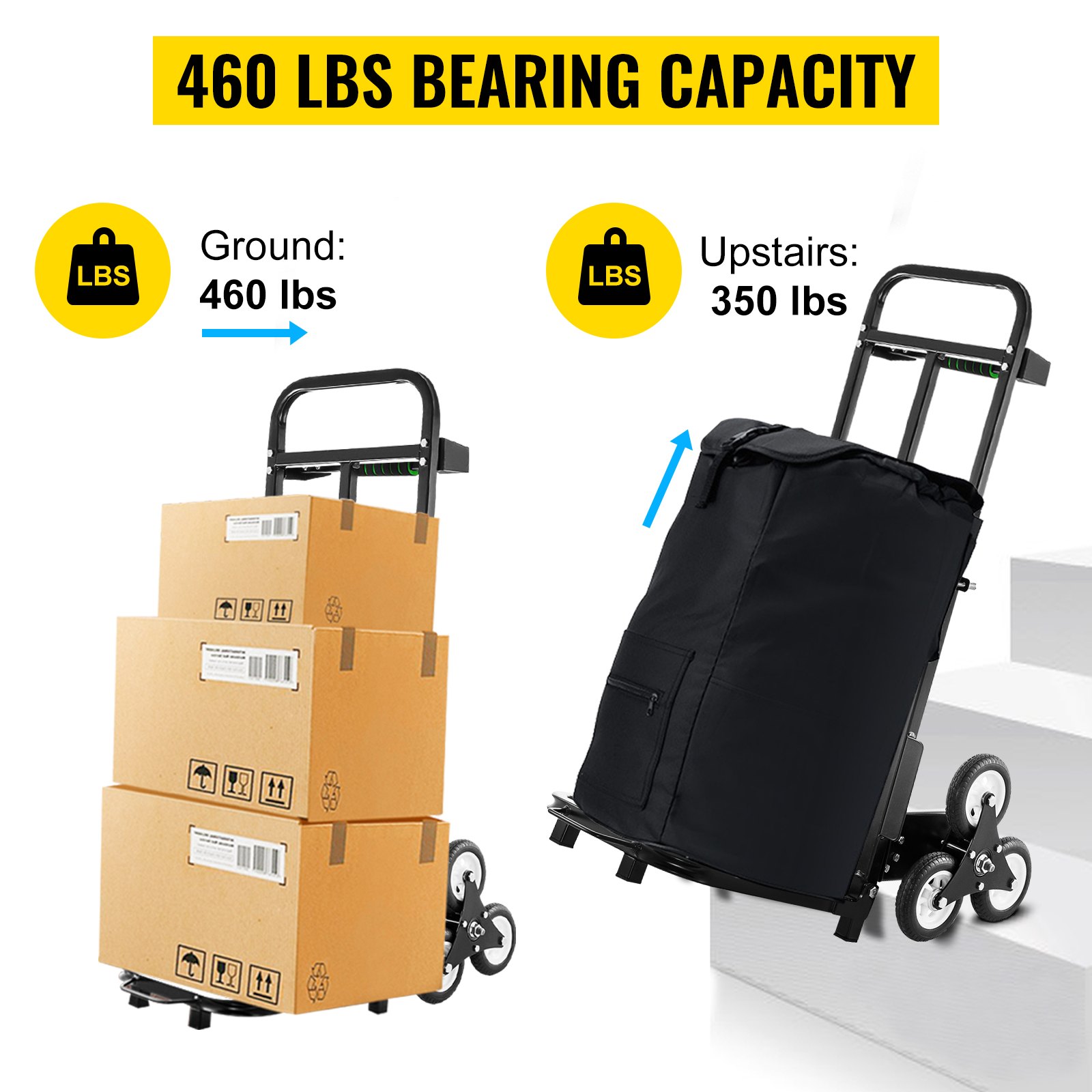 Portable Stair Climbing Folding Cart 460LBS Capacity Hand Truck w ...