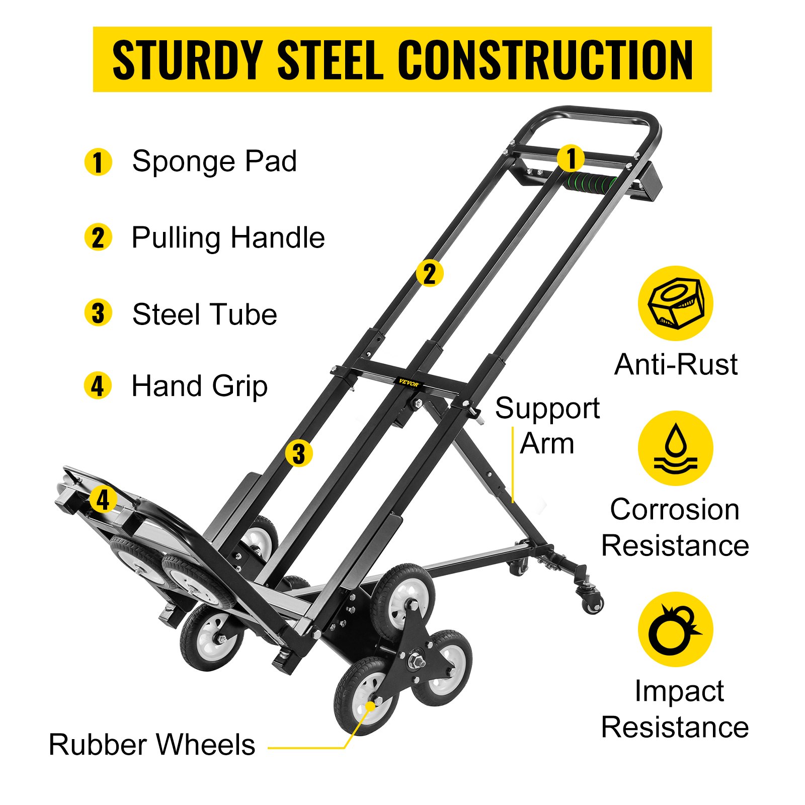 Portable Heavy Duty Stair Climbing Cart 460lbs Hand Truck with Backup ...