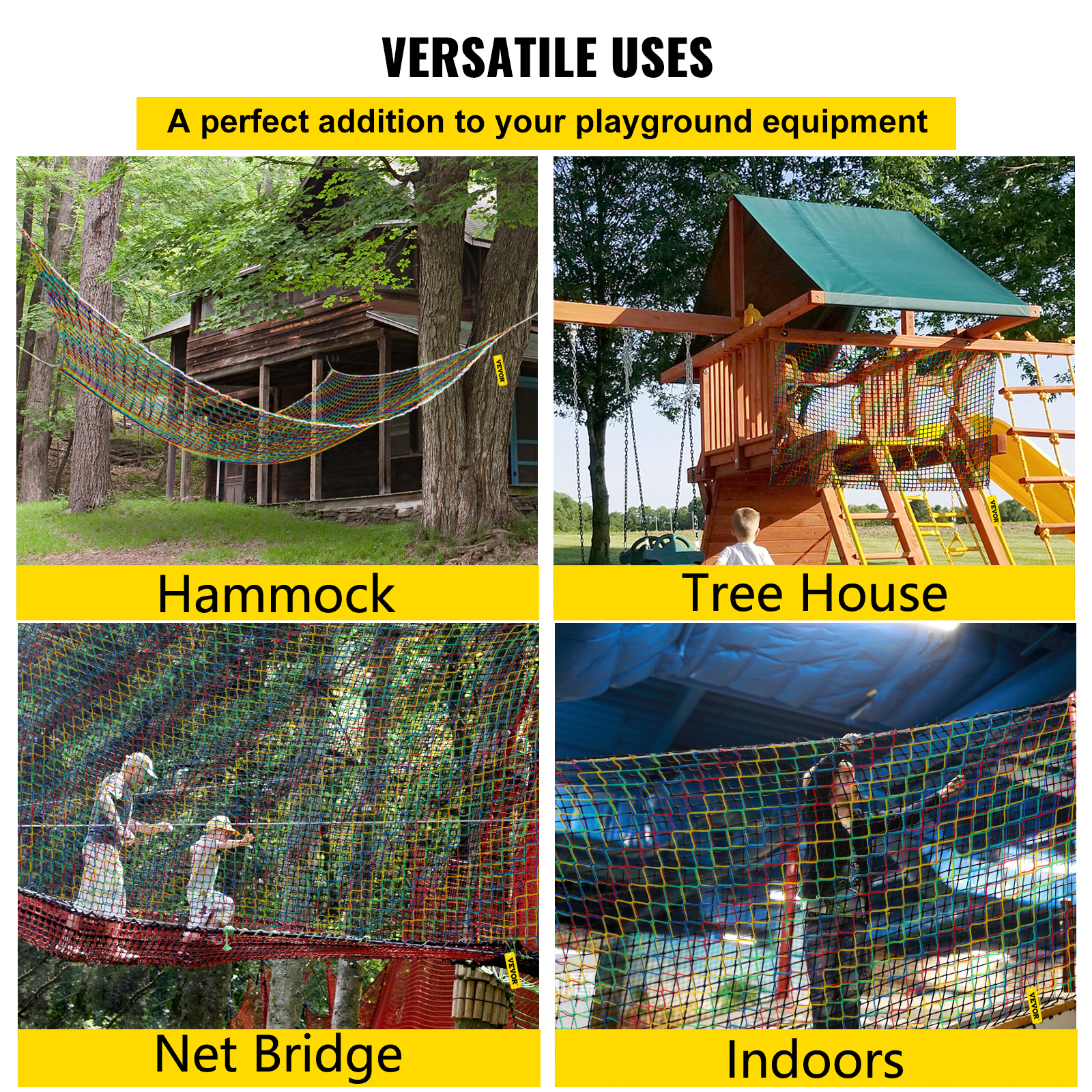 VEVOR Climbing Cargo Net Playground Climbing Cargo Net 10.5' x 10.5 ...