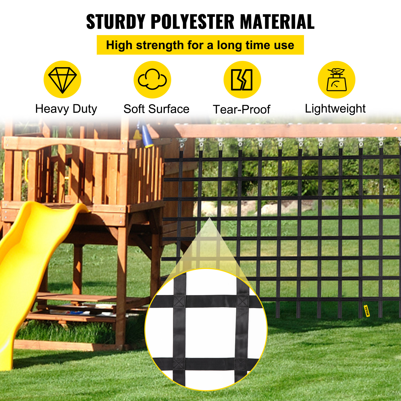 VEVOR Climbing Cargo Net Climbing Net 10' x 8' Playground Rope Ladder ...
