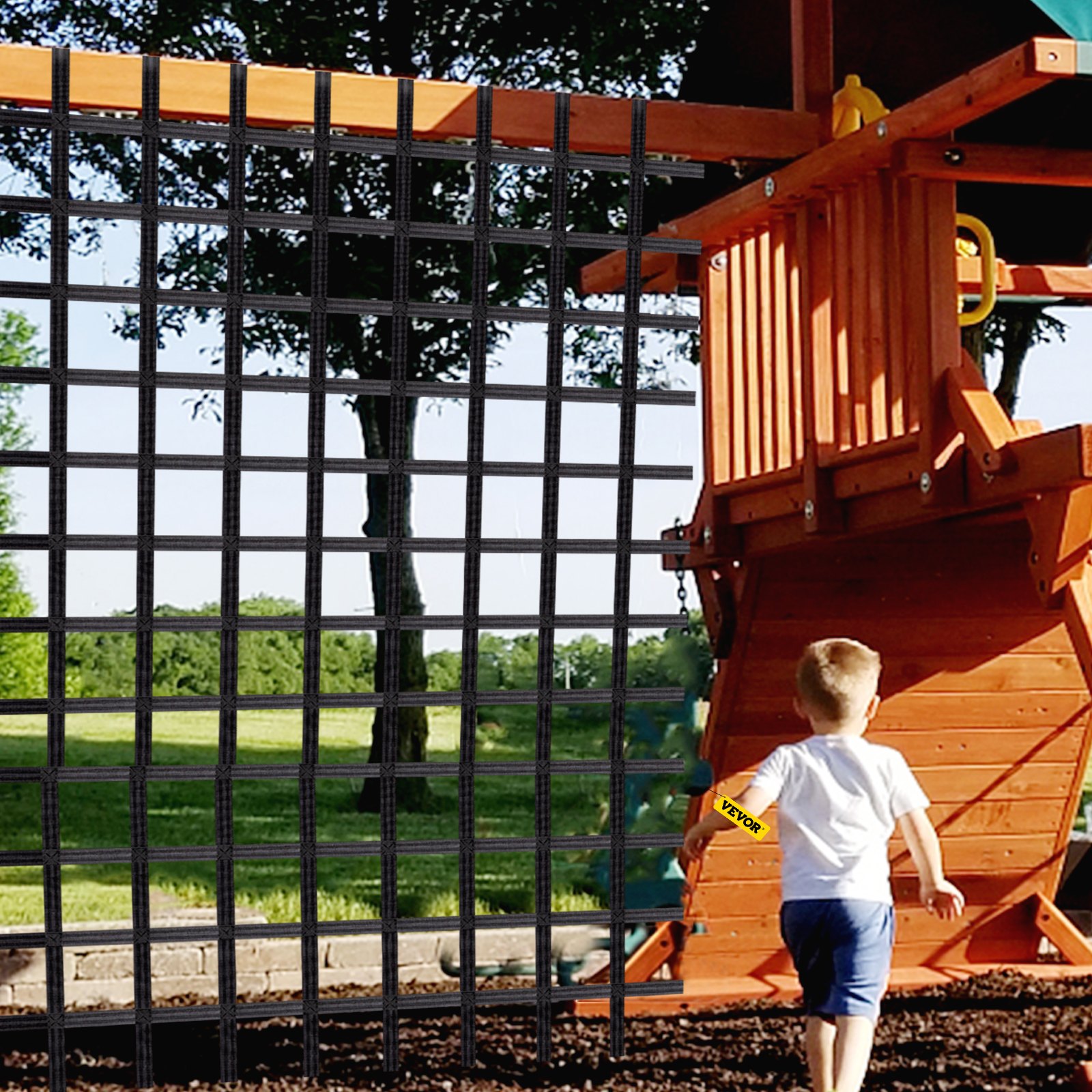VEVOR Climbing Cargo Net, 11' x 6' Playground Climbing Net, Polyester ...