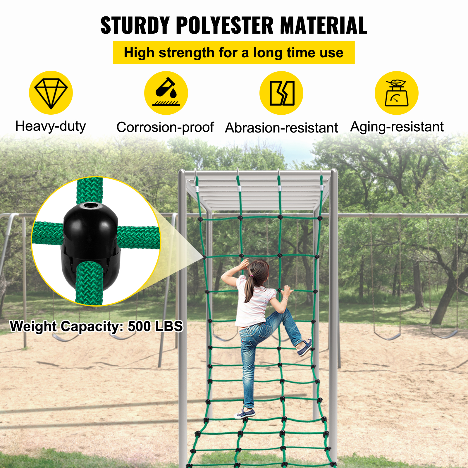 VEVOR Climbing Cargo Net Climbing Net 30" x 150" Playground Rope Ladder ...