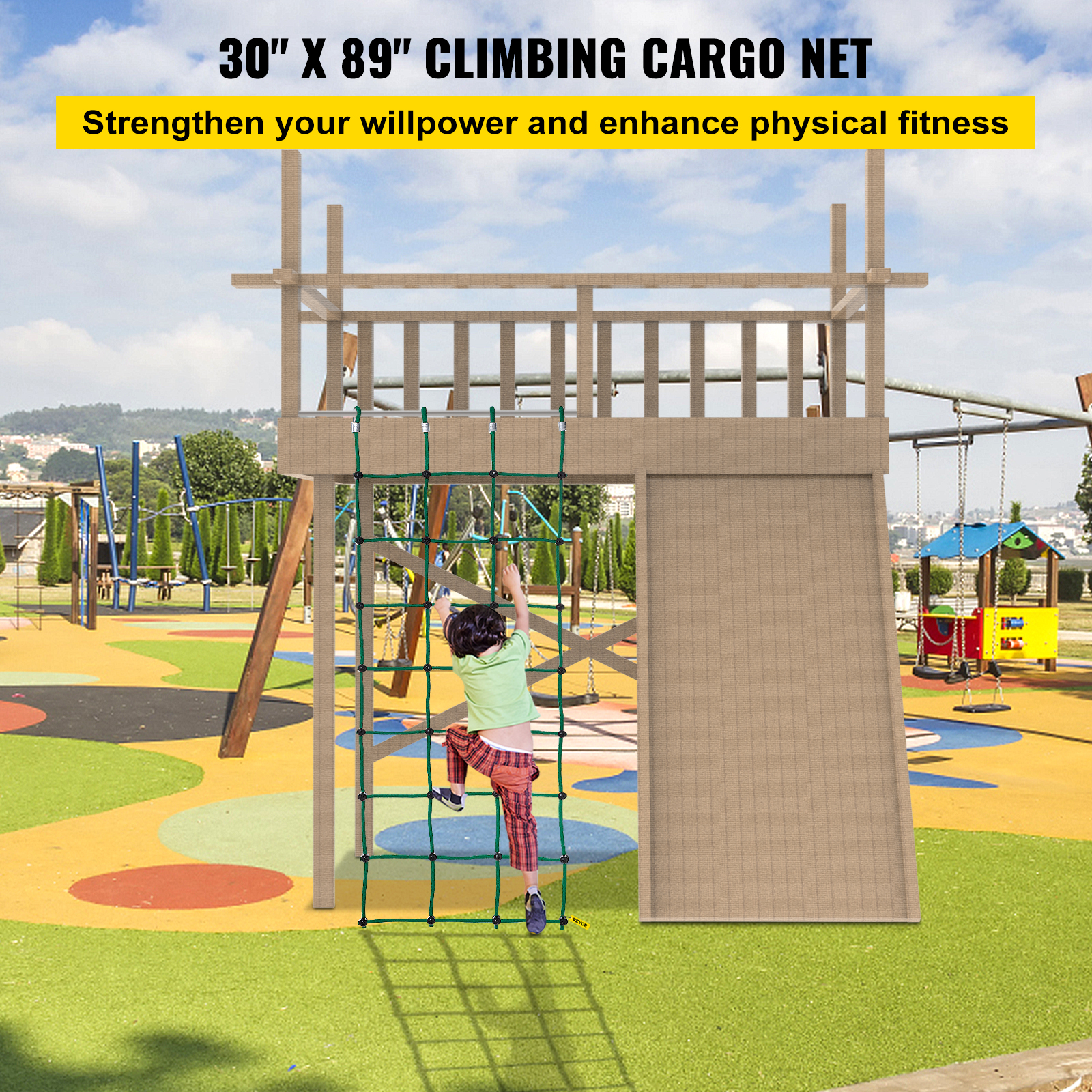 VEVOR Climbing Cargo Net Climbing Net 30" x 89" Playground Rope Ladder ...