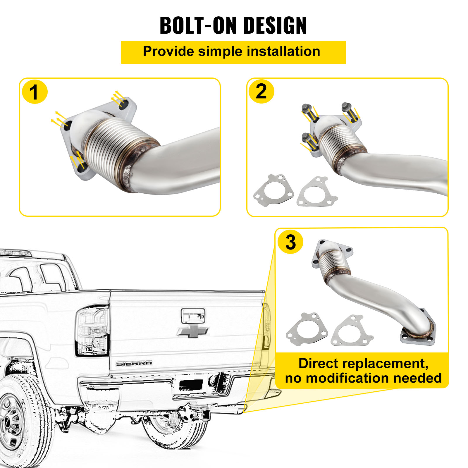 SL Bolt On Passenger Side up-Pipe w/ Gasket Fit LB7 LLY LBZ LMM LML 6 ...