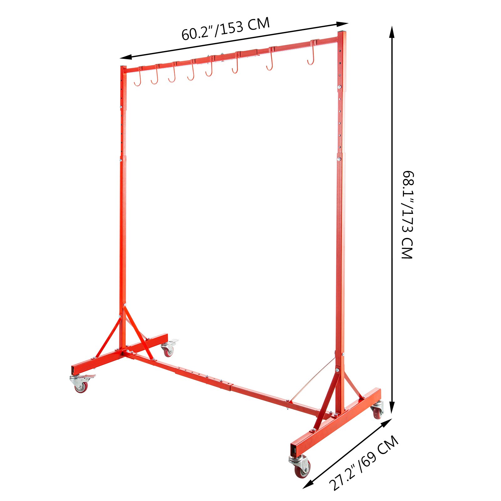 VEVOR Painting Rack 5ft-7ft Adjustable Height, Automotive Paint Stand 8 ...