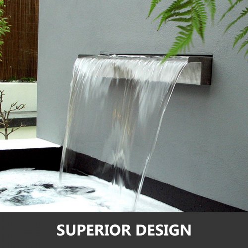 VEVOR 59" Pool Waterfall Fountain 304 Steel Main Body Fountain Garden ...