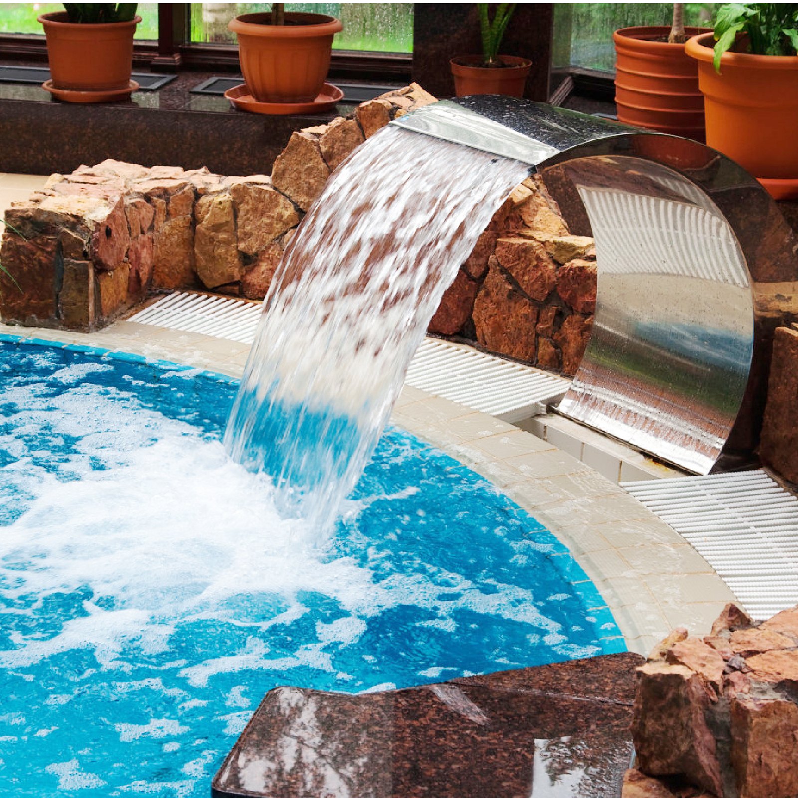 11.8" x 23.6" x 17.7" Stainless Steel Decorative Waterfall Pool ...