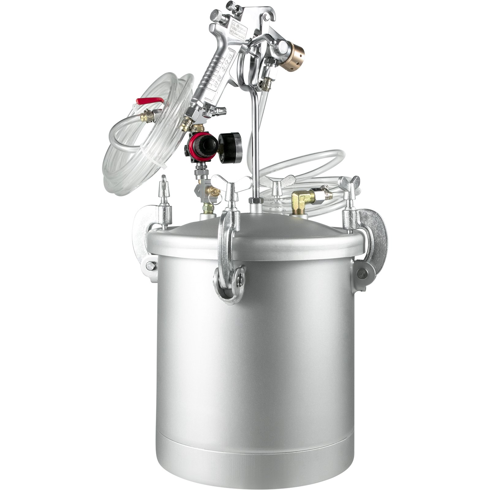 2.5 Gallon High Pressure Pot Paint Sprayer Lacquer Dual Hose Full Kit ...