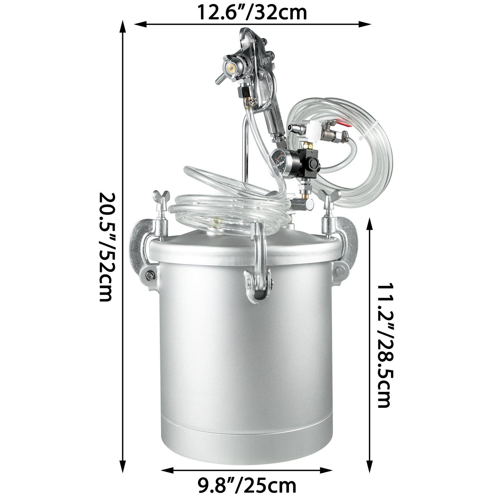 2.5 Gallon High Pressure Pot Paint Sprayer Lacquer Dual Hose Full Kit ...