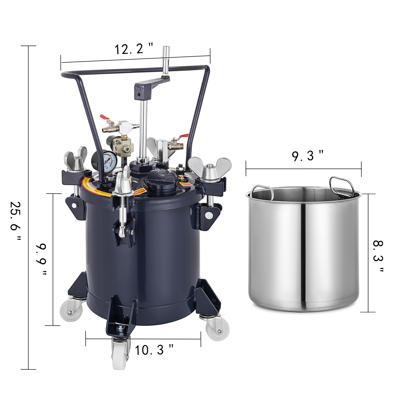 VEVOR Pressure Pot 2.5 Gallon 10 Liters Spray Paint Pressure Pot Tank ...