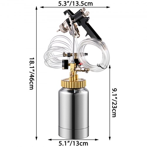 VEVOR Pressure Pot Tank 2L Pressure Pot Paint Sprayer 2 Quart Paint ...
