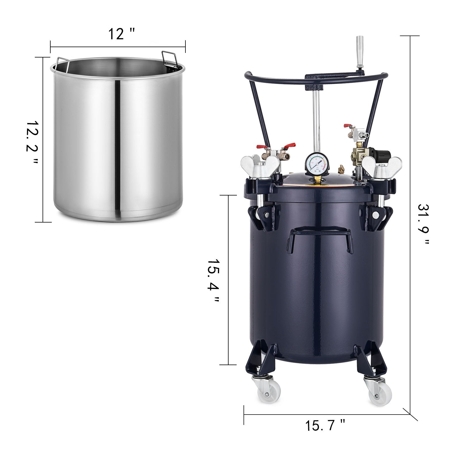 8 Gallon 30l Pressure Feed Paint Pot Tank Spray Sprayer Regulator ...