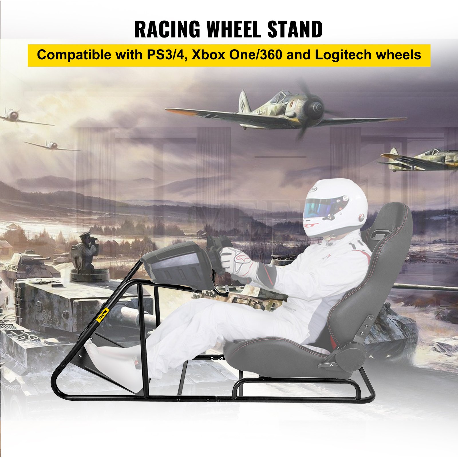 VEVOR Racing Wheel Stand, Pedal Adjustable Racing Simulator Cockpit ...