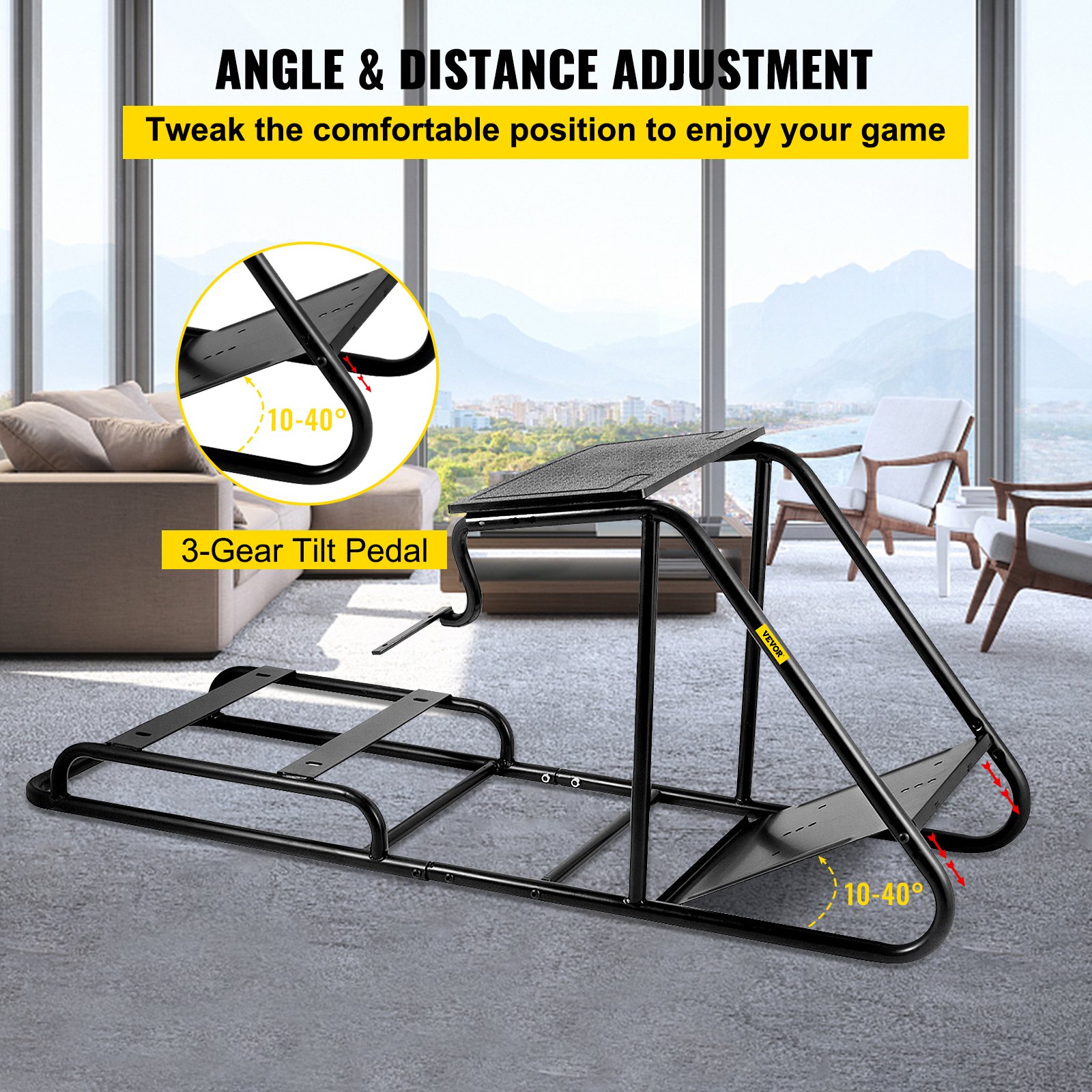 VEVOR Racing Wheel Stand, Pedal Adjustable Racing Simulator Cockpit ...