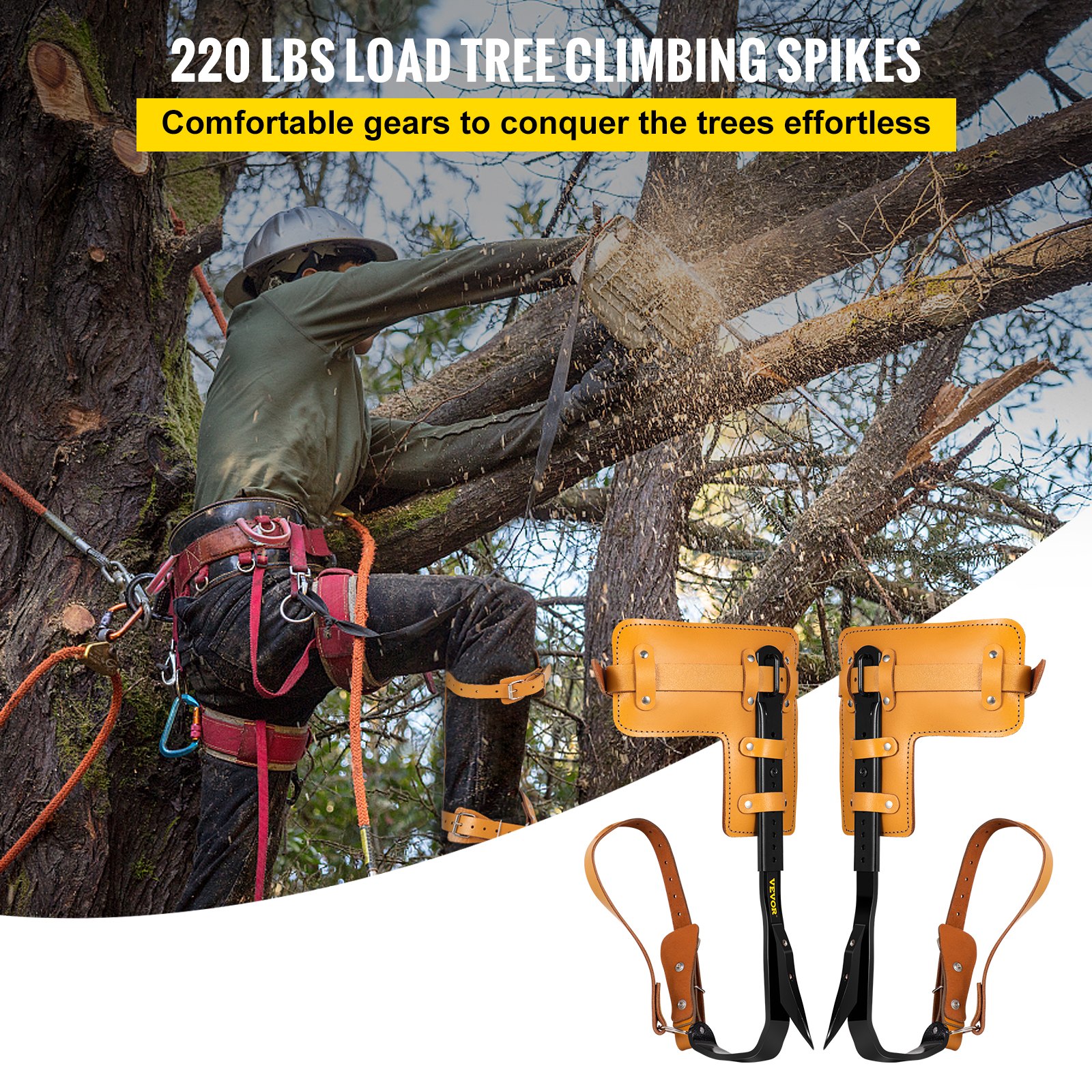 VEVOR Tree Climbing Spike Set Pole Climbing Spurs Steel Adjustable ...