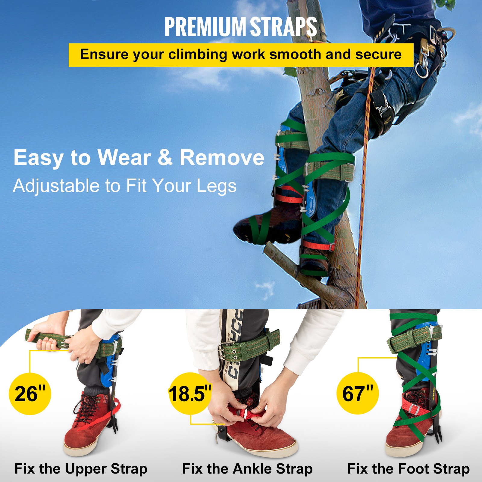 VEVOR Tree Climbing Spikes, 4 in 1 Alloy Metal Adjustable Pole Climbing ...
