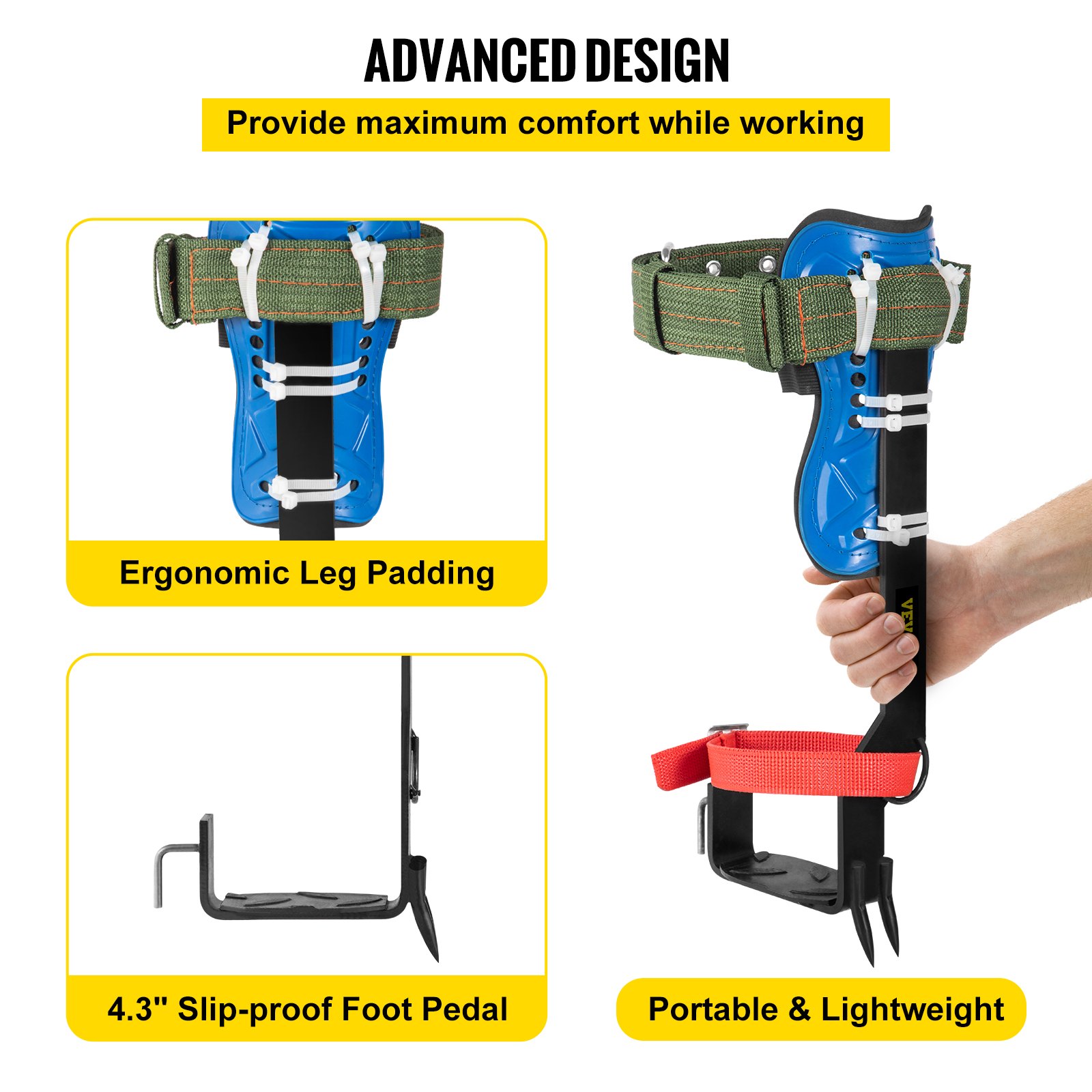 VEVOR Tree Climbing Spikes, 4 in 1 Alloy Metal Adjustable Pole Climbing ...