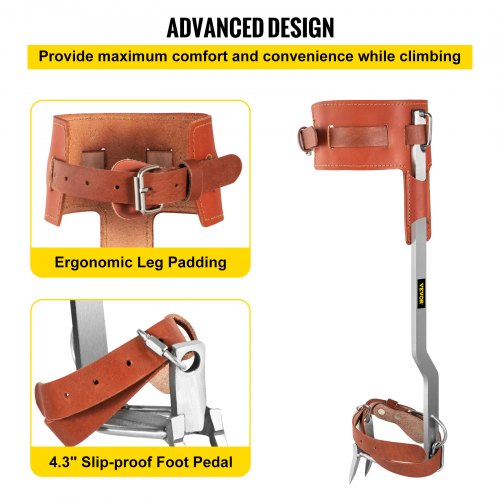 VEVOR Tree Climbing Spike Set Pole Climbing Spurs Stainless Steel ...