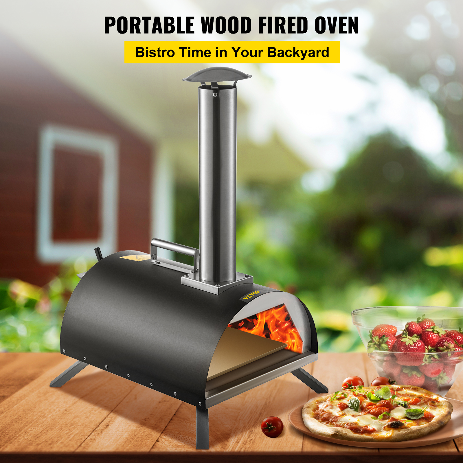 VEVOR Wood Fired Oven Portable Pizza Oven 12" Pizza Oven Outdoor with ...