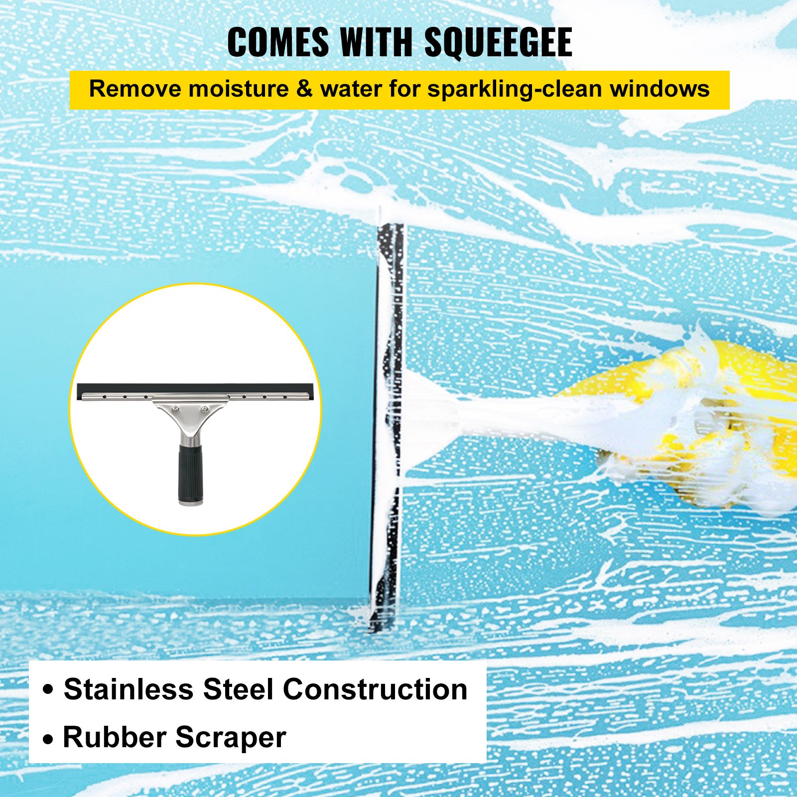 VEVOR Water Fed Pole Kit, 20ft Length Water Fed Brush w/ Squeegee, 6m ...