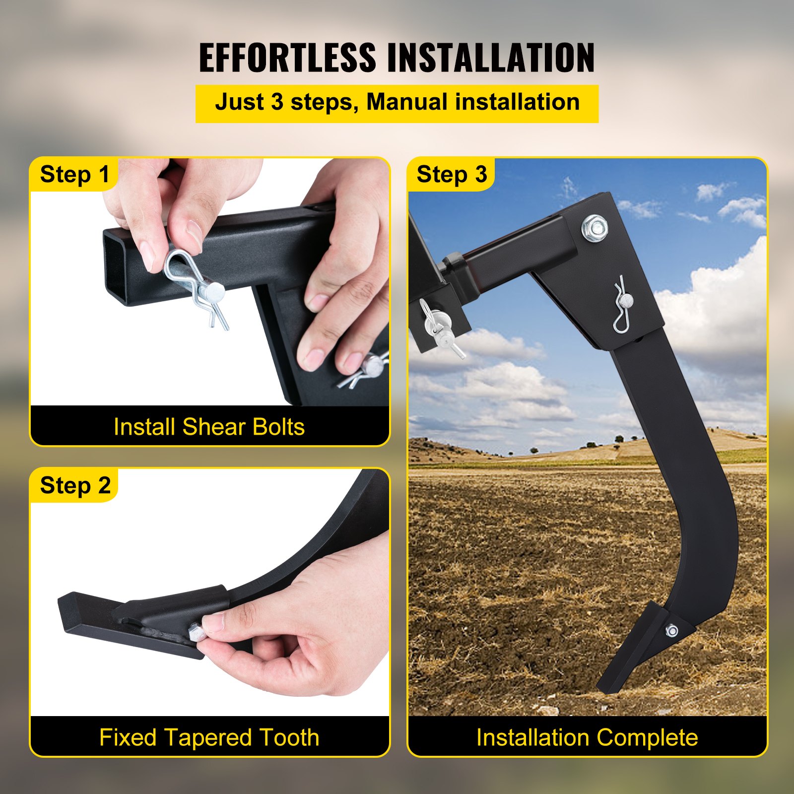VEVOR Hitch Mounted Ripper, 16" Shank Length Box Scraper Shank, 4 Hole ...