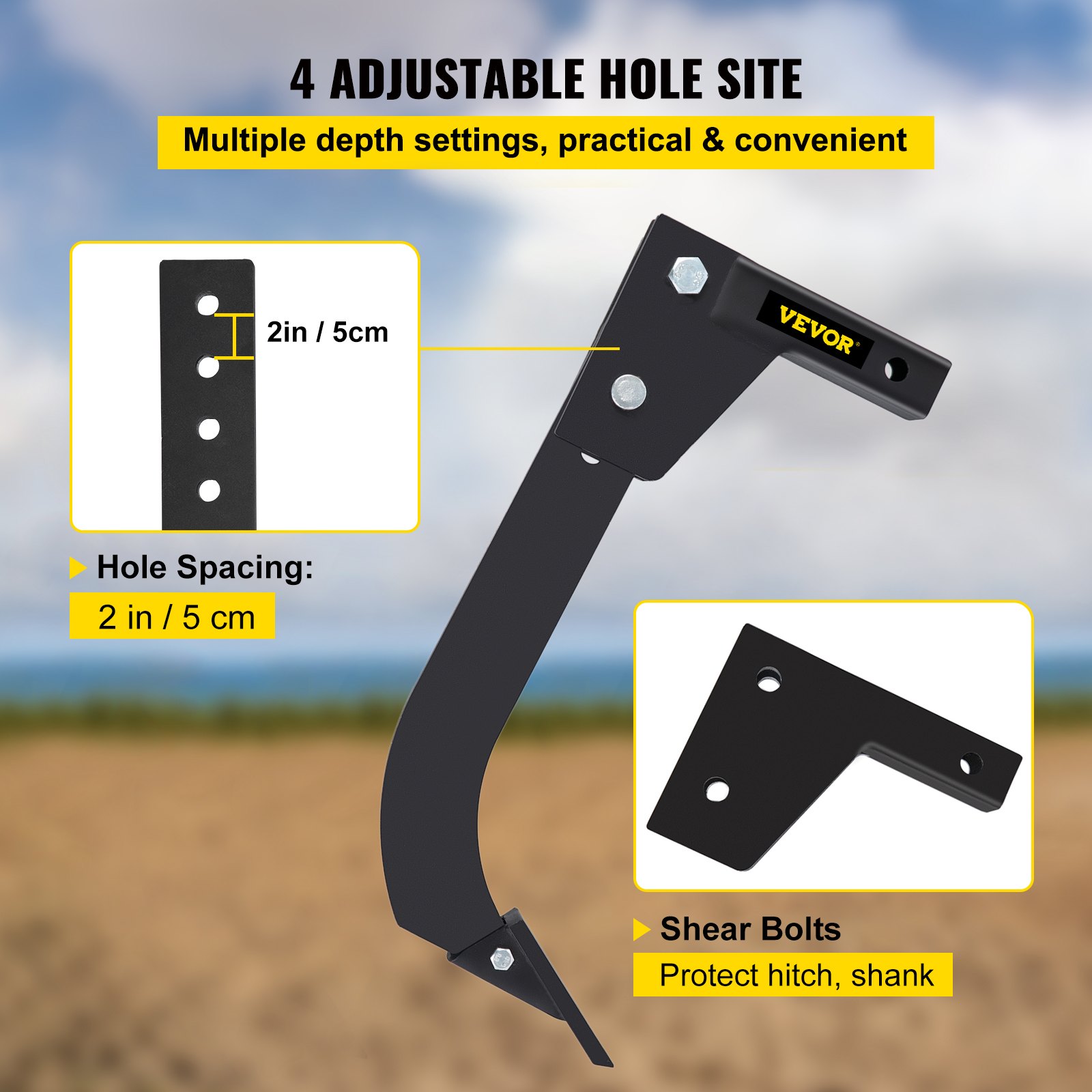 VEVOR Hitch Mounted Ripper Box Scraper 18" Shank Fit for 2" Receiver ...