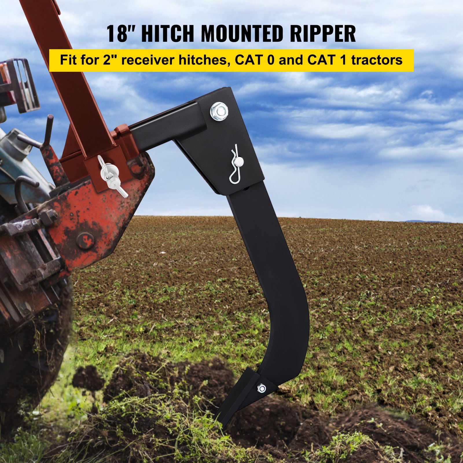 VEVOR Tractor Hitch Mounted Ripper, Heavy-Duty 18 Inch Box Scraper ...