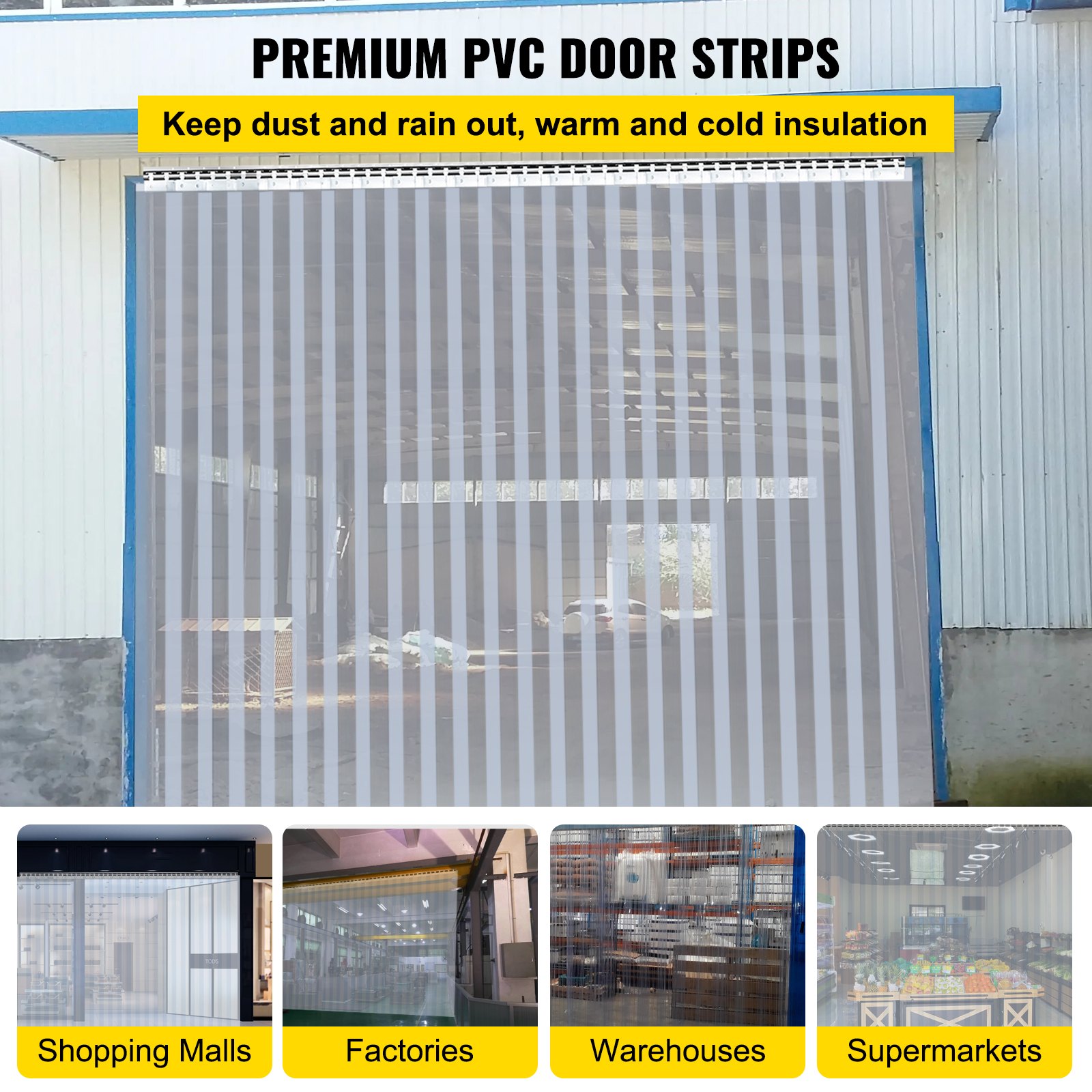 VEVOR 12PCS Plastic Curtain Strips, 48Inch (4ft) Width X 84Inch (7ft ...