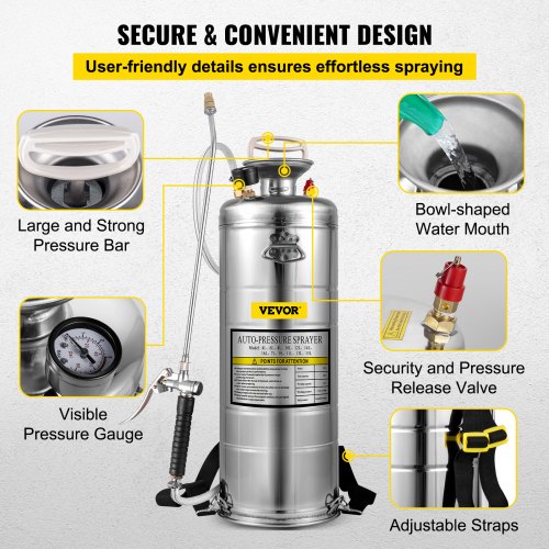 Stainless Steel Pest Control Sprayer Handheld Pumped Garden Cleaning 3 ...