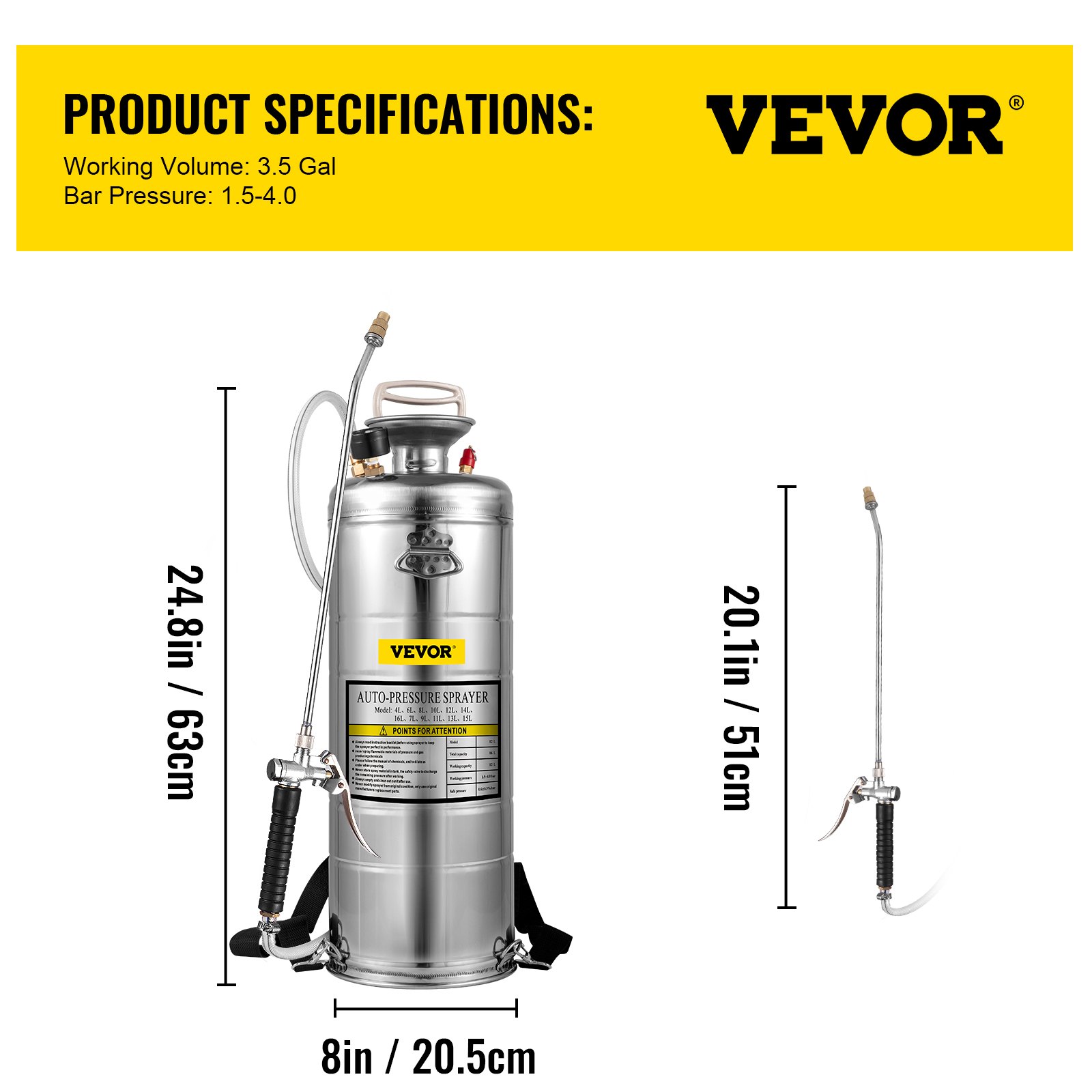 Stainless Steel Pest Control Sprayer Handheld Pumped Garden Cleaning 3 ...