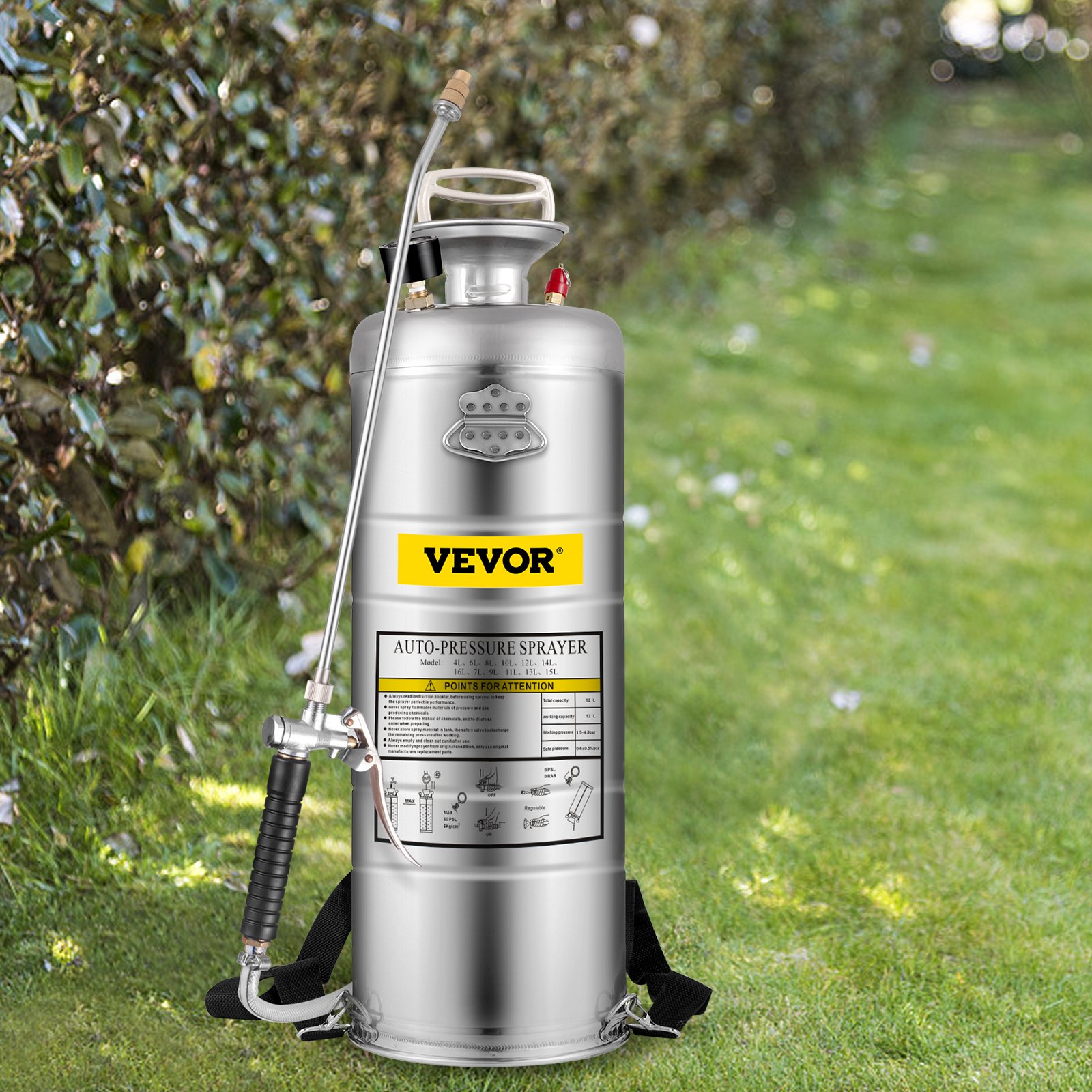VEVOR 3.5Gal Stainless Steel Sprayer,l Set with 20" Wand& Handle& 3FT ...