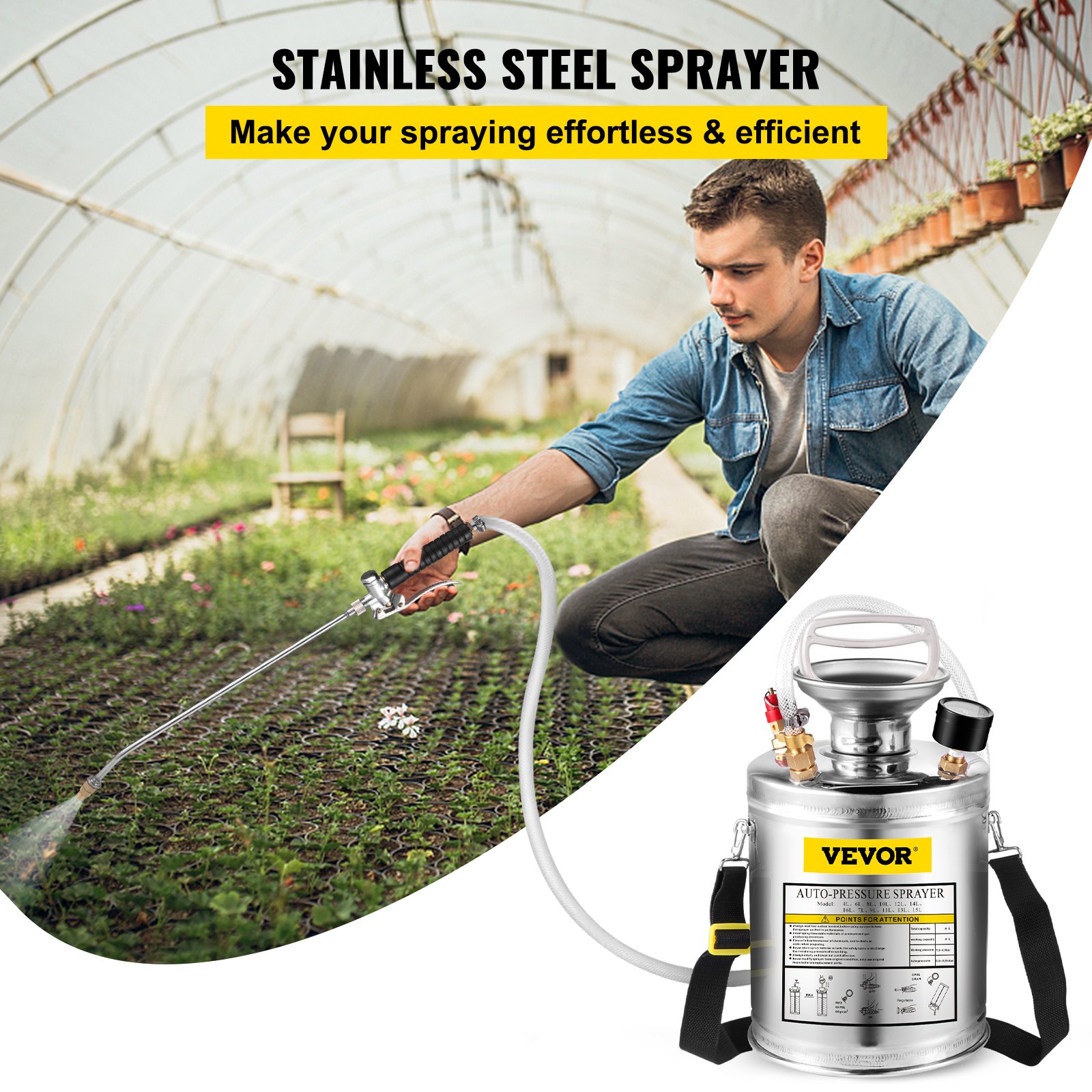 Stainless Steel Sprayer Pesticide Sprayer Ground Clean 3.3-feet ...