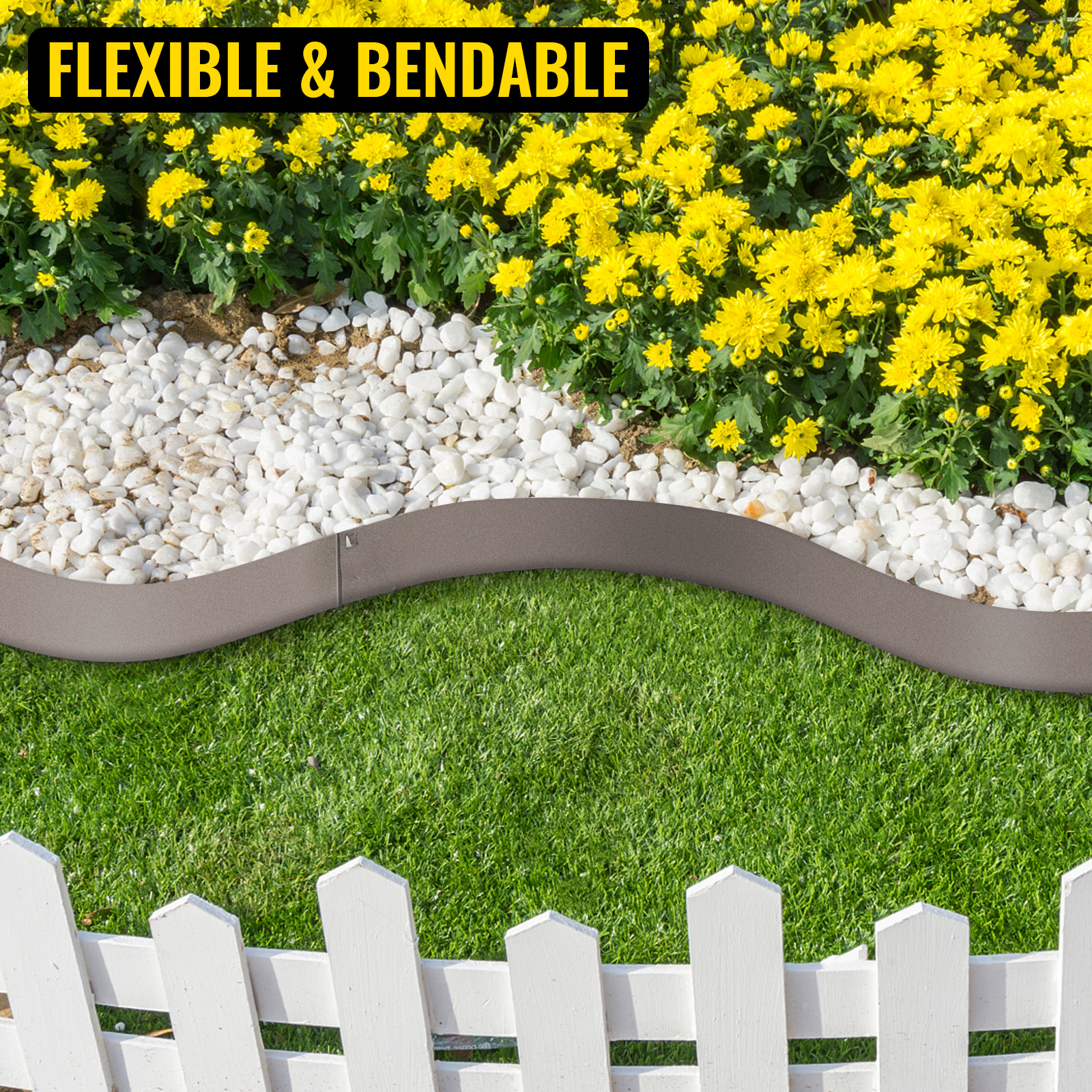 VEVOR Steel Lawn Edging, 5PCS Metal Landscape Edging, 3"x39" Garden ...
