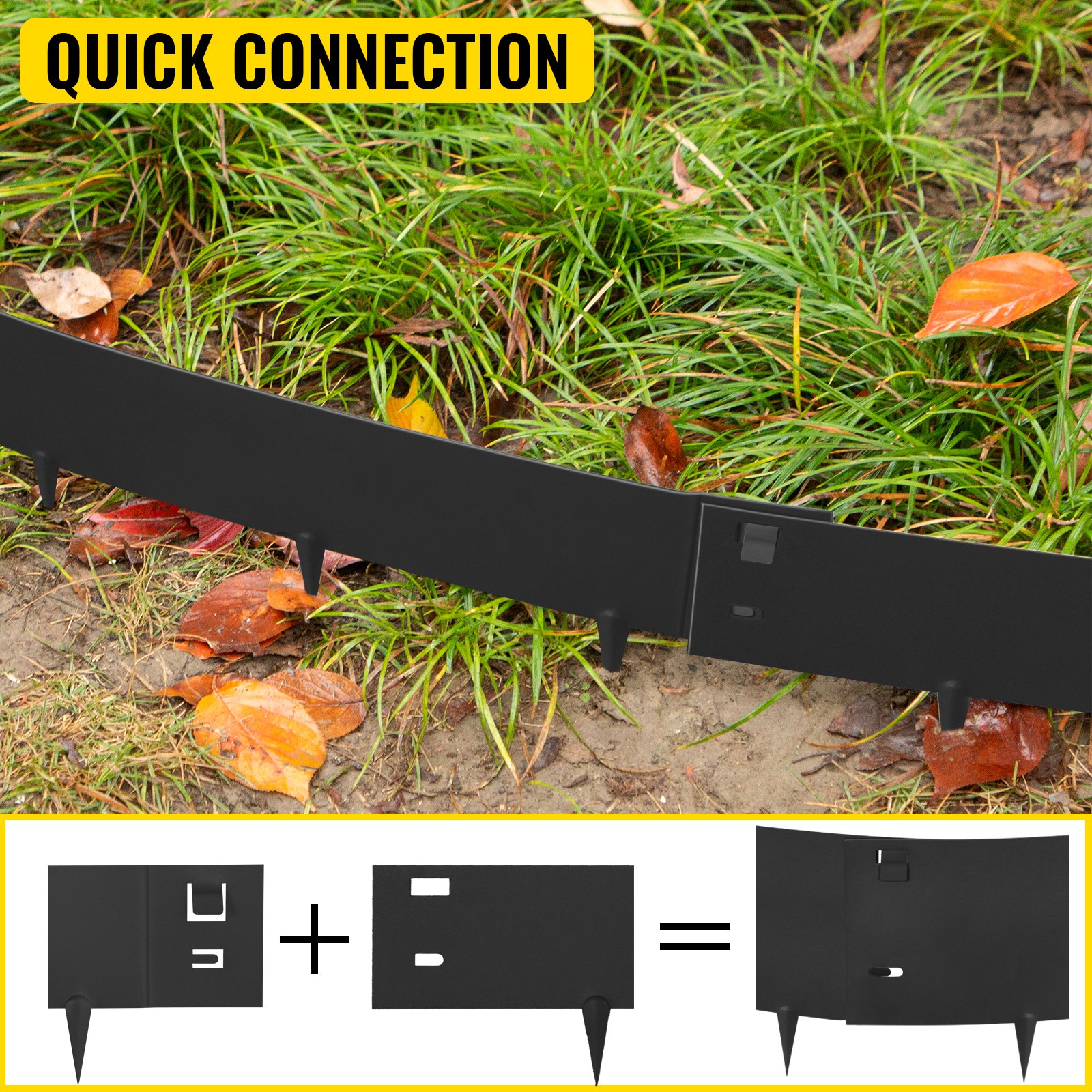 VEVOR Steel Lawn Edging, 5PCS Metal Landscape Edging, 4"x39" Garden ...