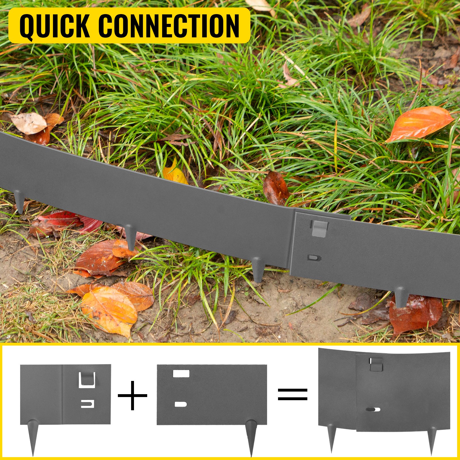 VEVOR Steel Lawn Edging, 5PCS Metal Landscape Edging, 5"x39" Garden ...