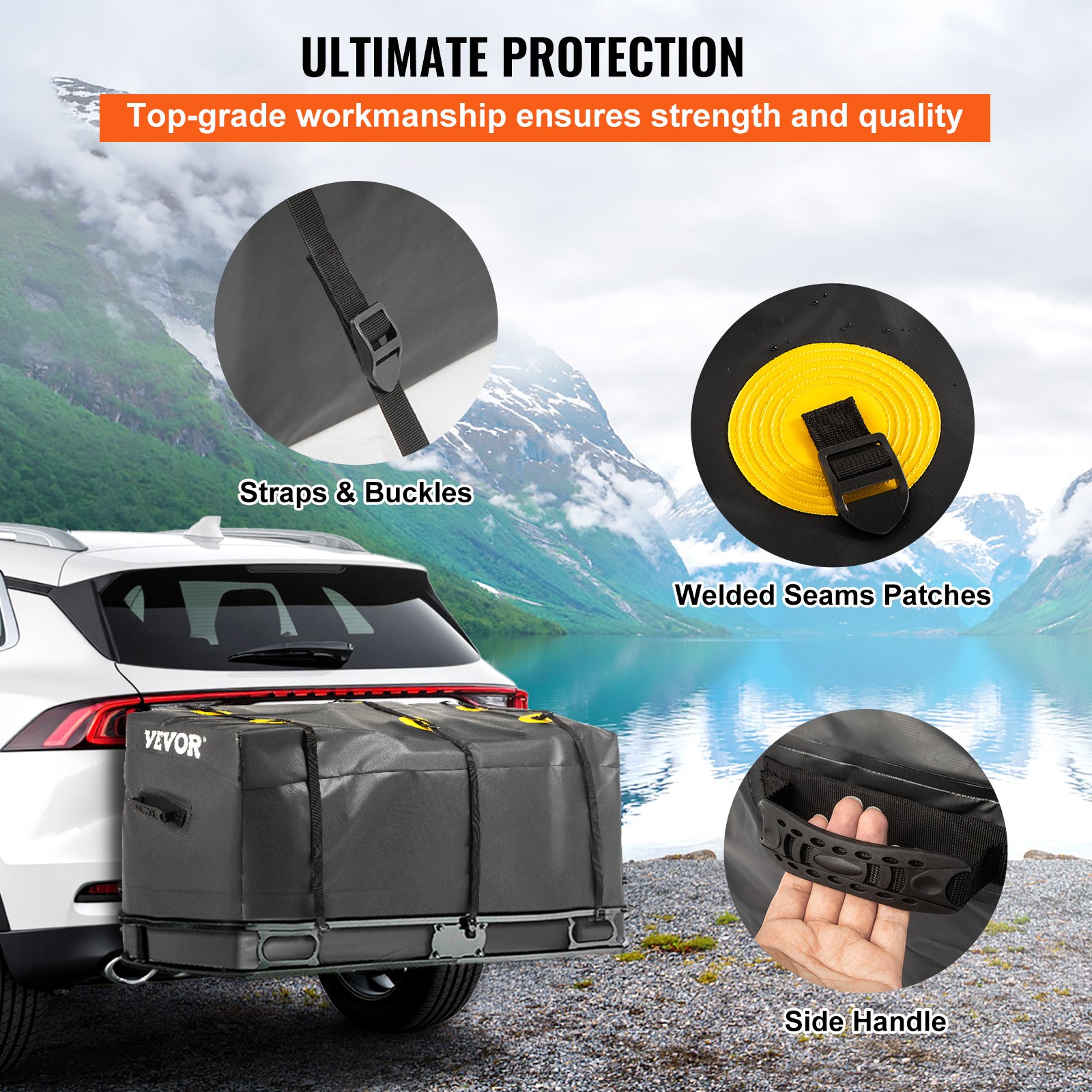 VEVOR Cargo Carrier Bag Car Luggage Storage Hitch Mount Waterproof 20 ...