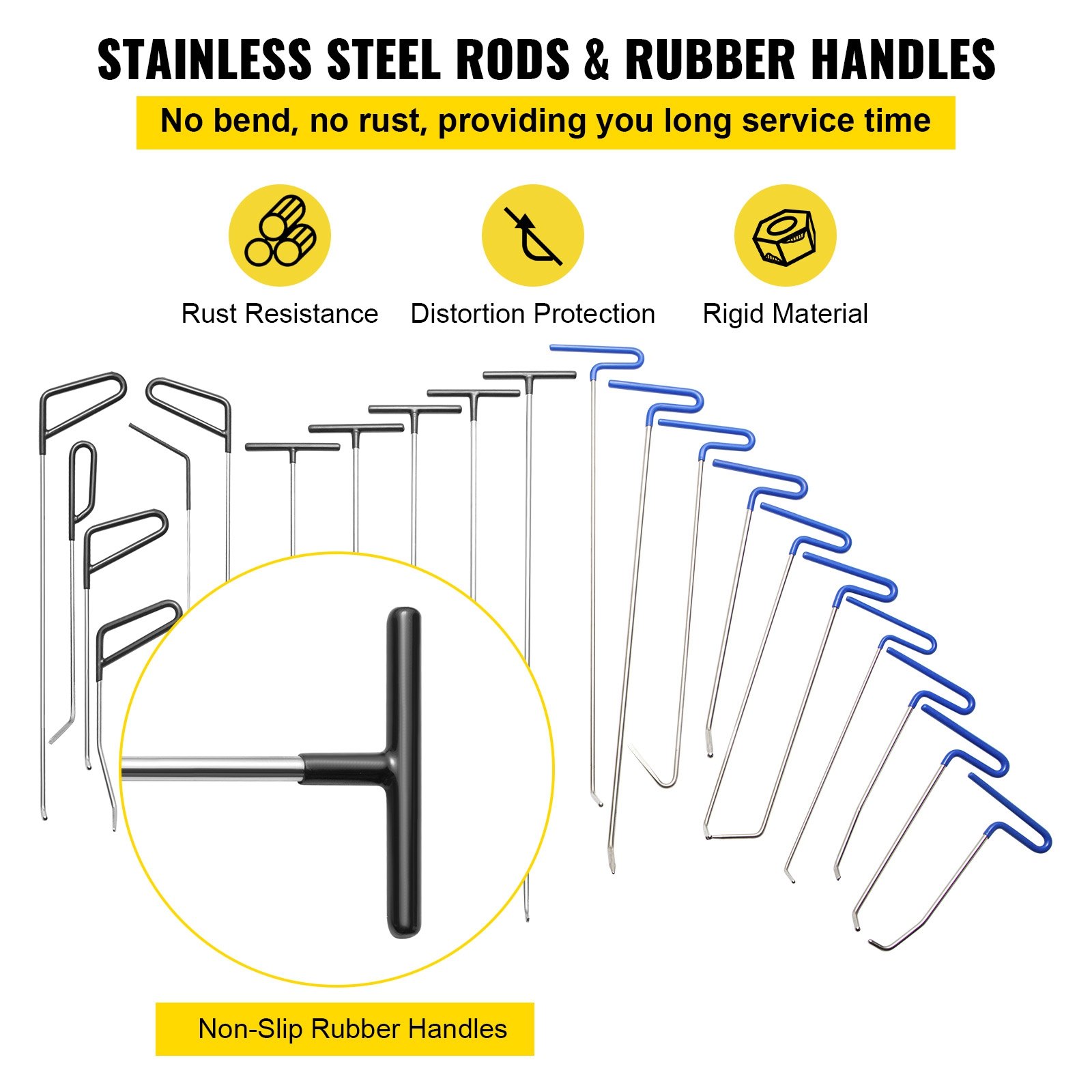 VEVOR Rods Dent Removal Kit, 21 Pcs Paintless Dent Repair Rods ...