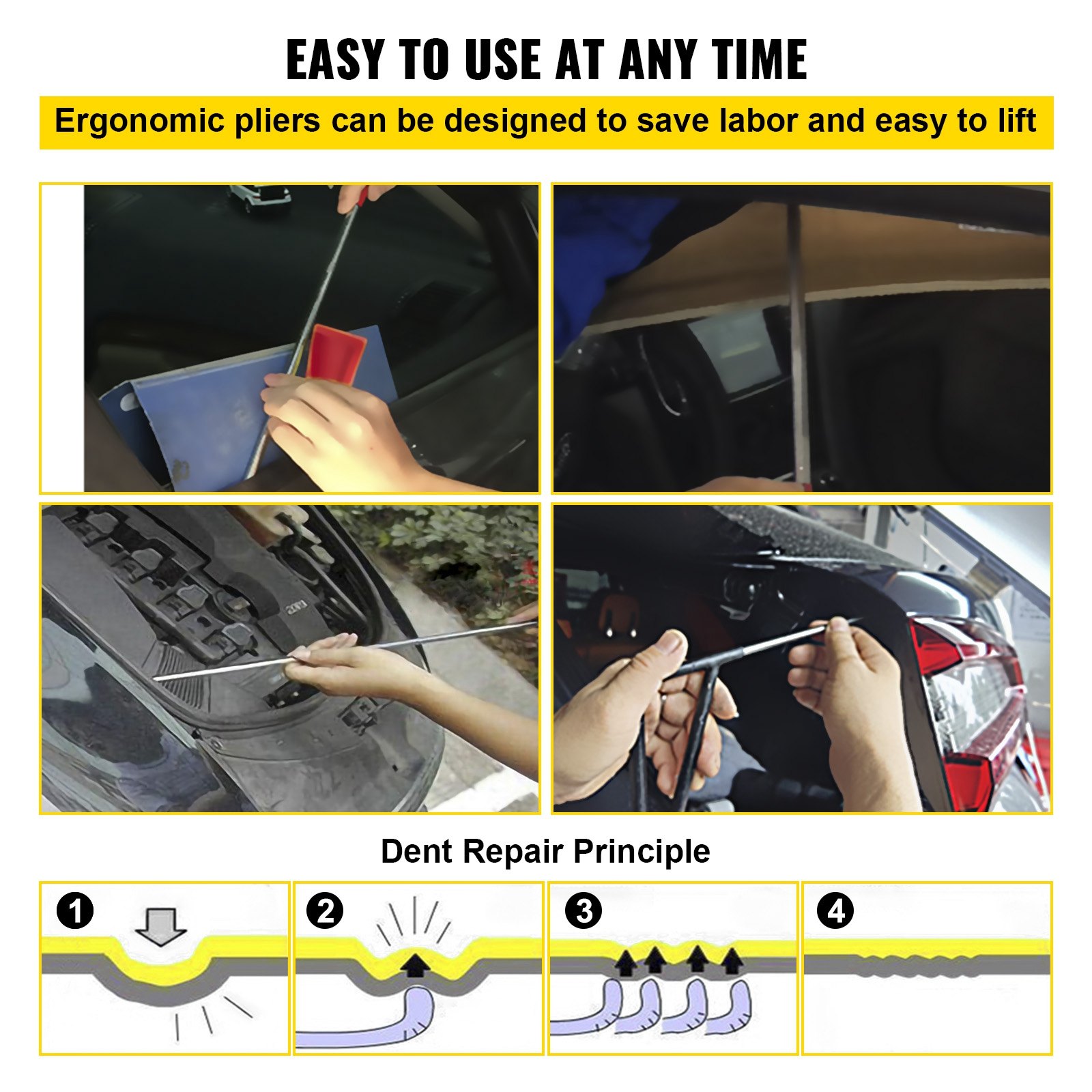 VEVOR Rods Dent Removal Kit, 21 Pcs Paintless Dent Repair Rods ...