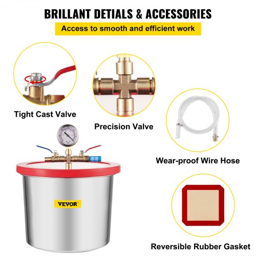 2 Gallon Vacuum Chamber Stainless Steel Kit Silicone Gasket Stabilize ...