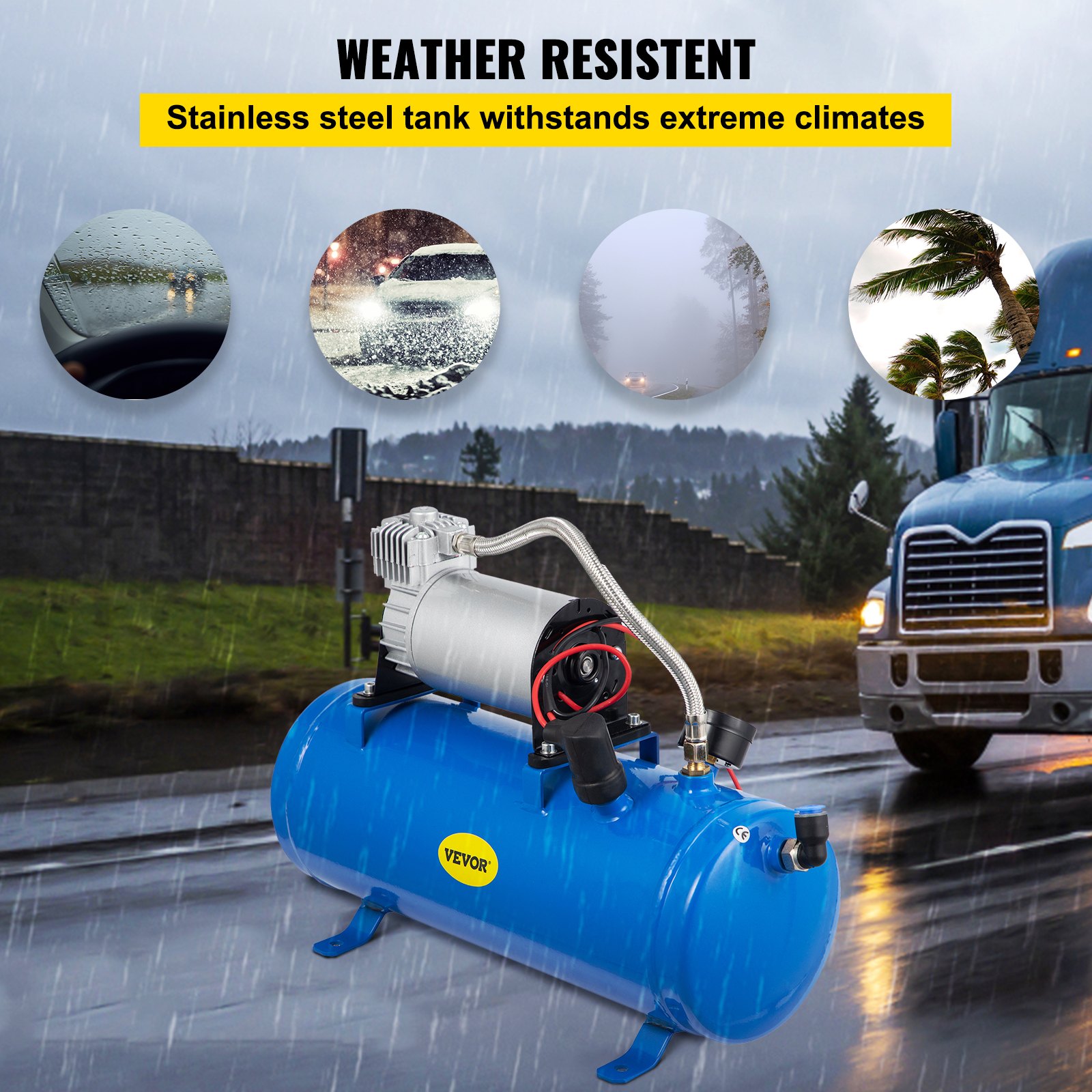 150 PSI DC 12V Air Compressor with 6 Liter Tank for Train Horns ...
