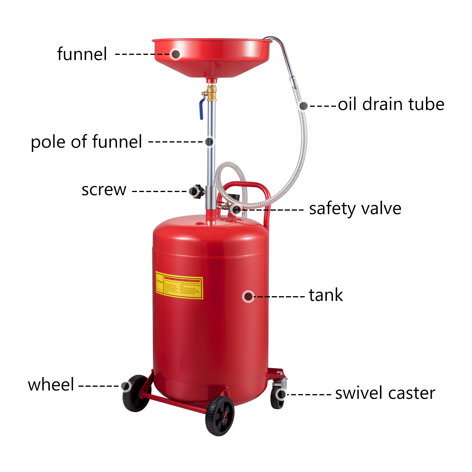 VEVOR Waste Oil Drain Tank 20 Gallon Portable Oil Drain Air Operated ...