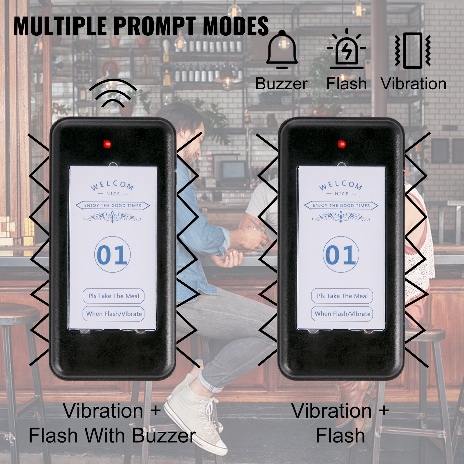 VEVOR F100 Restaurant Pager System 10 Pagers, Max 98 Beepers Wireless ...