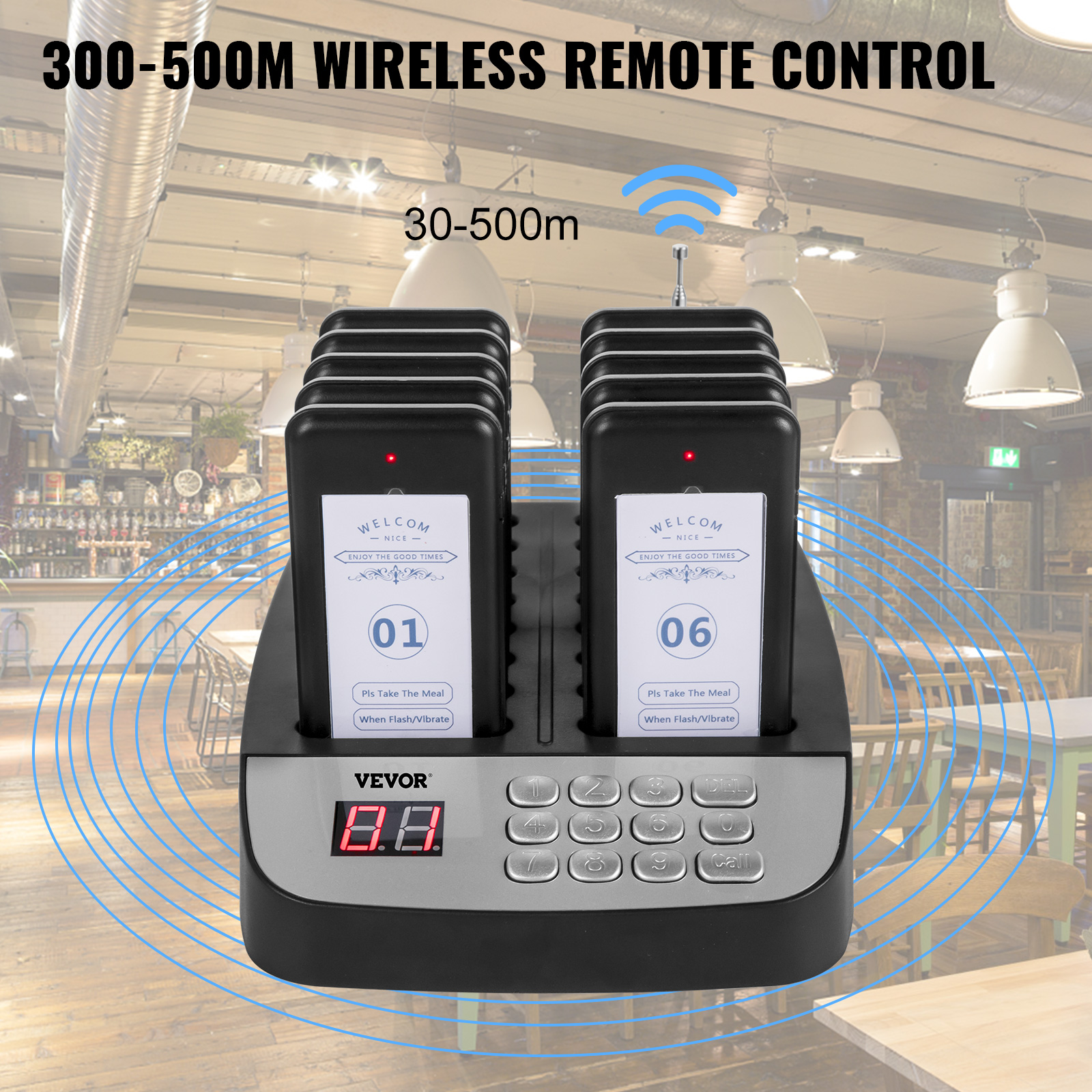 VEVOR Restaurant Pager Paging System 16 Coasters Wireless Pagers for ...