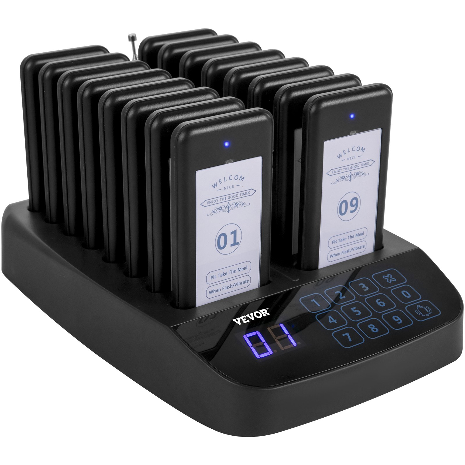 VEVOR Restaurant Pager 16 tácků Pagingový systém Max 98 Nursery Pager ...