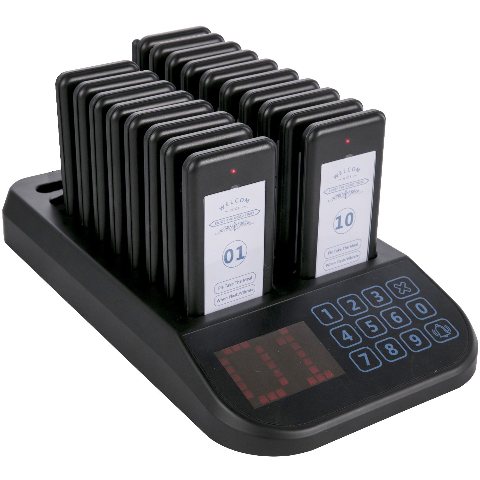 Vevor Restaurant Wireless Guest Paging System 18 Beepers Queuing Calling Pagers | VEVOR US