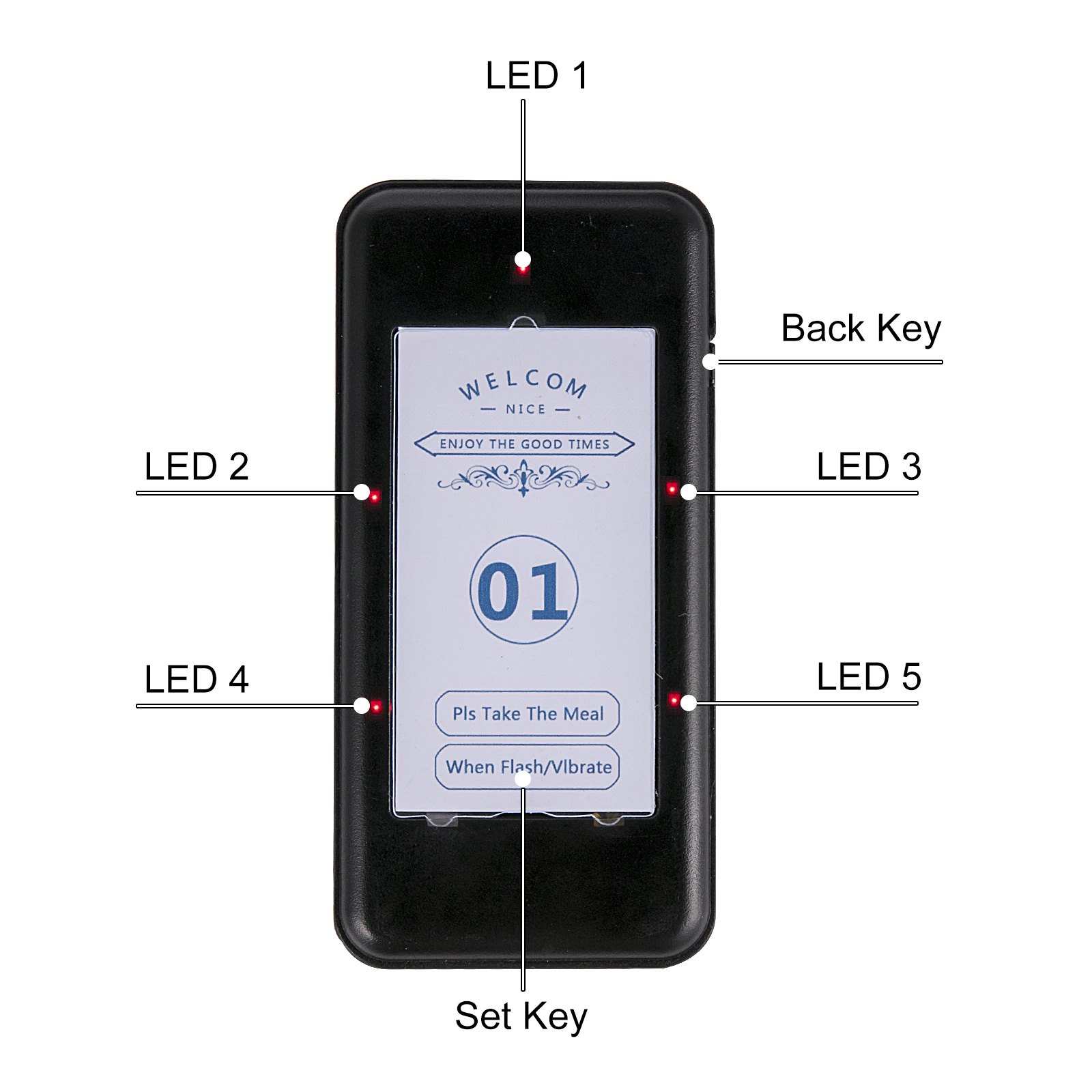VEVOR F103 Restaurant Pager System 20 Pagers, Max 98 Beepers Wireless ...