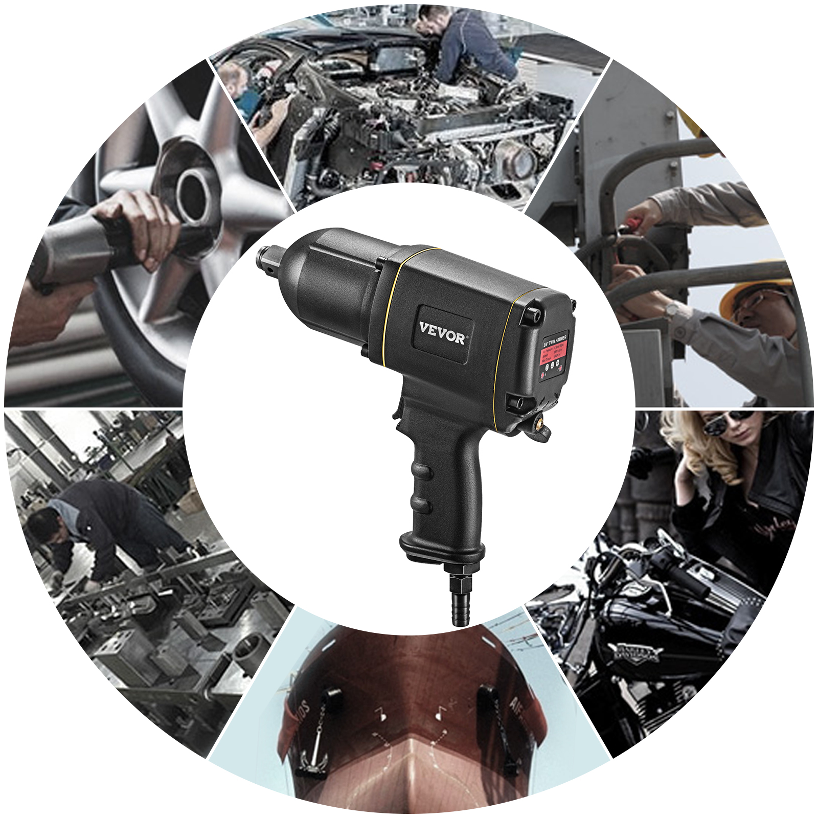 VEVOR Air Impact Wrench 3/4 Inch Pneumatic Impact Wrench, 1800 Nm Air ...