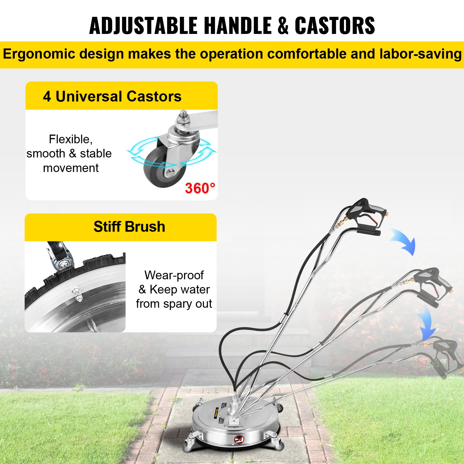 VEVOR Flat Surface Cleaner Pressure Surface Washer 24'' Max.4000 PSI ...